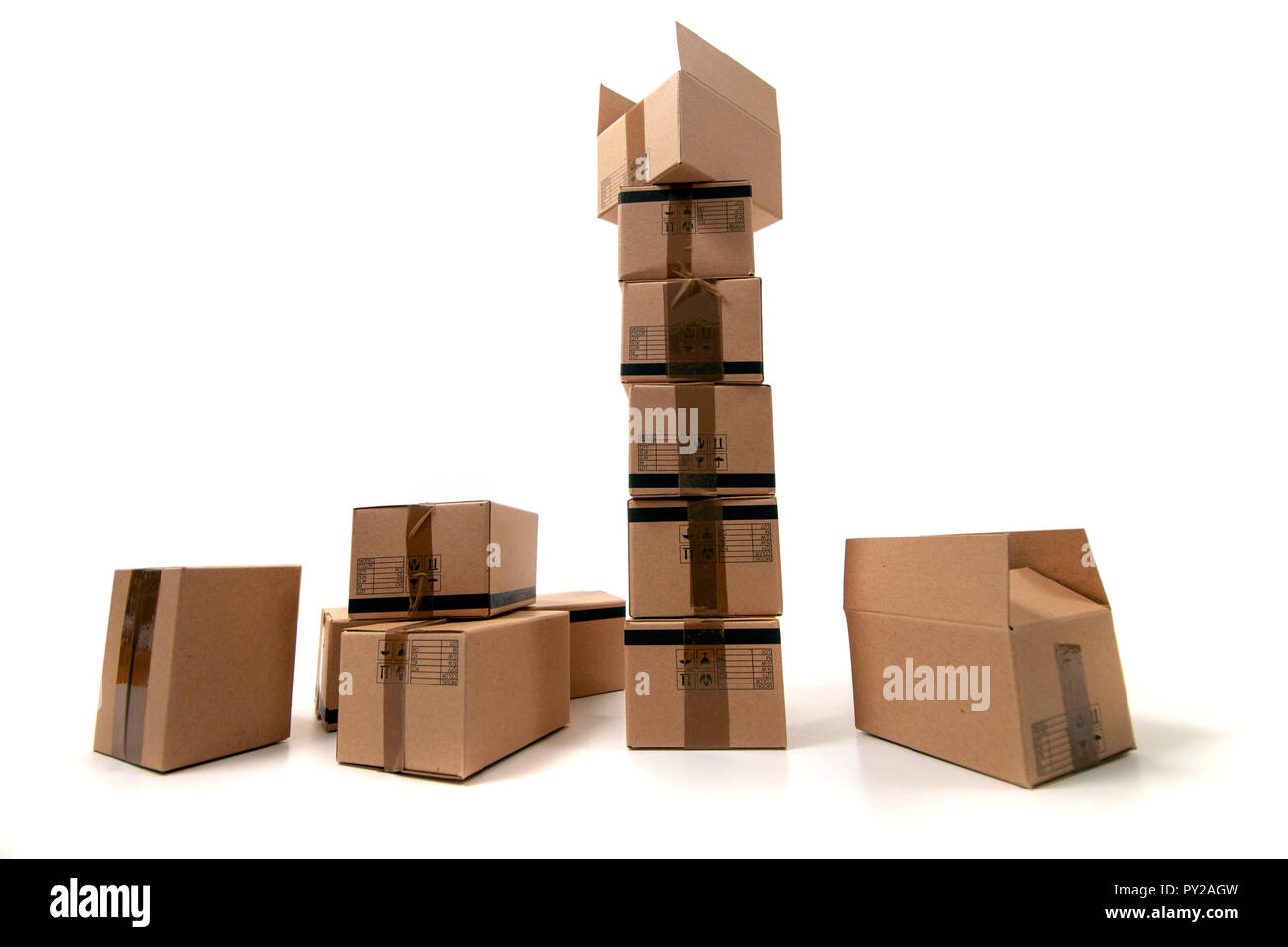 Classic cardboard boxes isolated over a white background Stock Photo ...