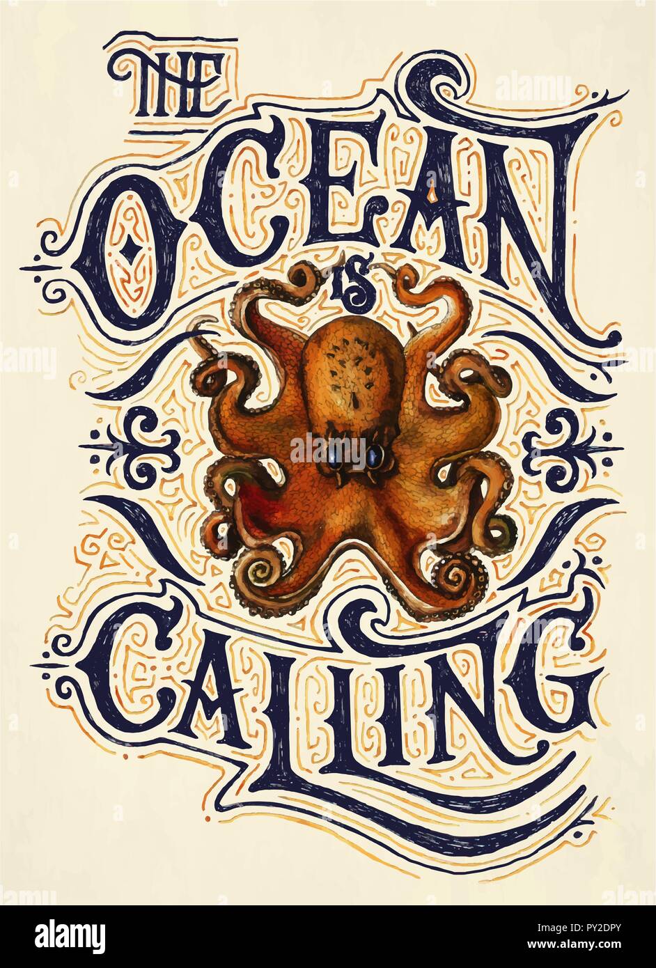 Octopus vintage Stock Vector Images - Alamy