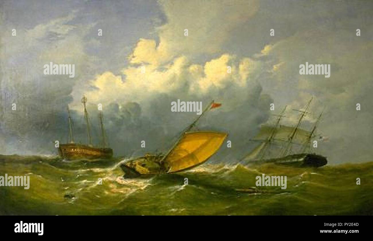 C Broome - Sea Piece The Goodwin Lightship - 1894 Stock Photo - Alamy