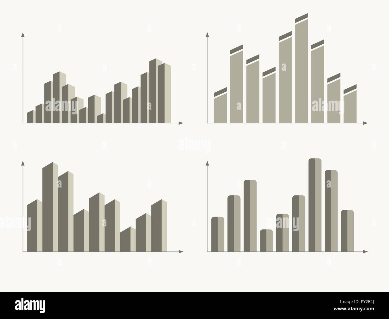 Set of different graphs and charts, information on charts, statistical ...