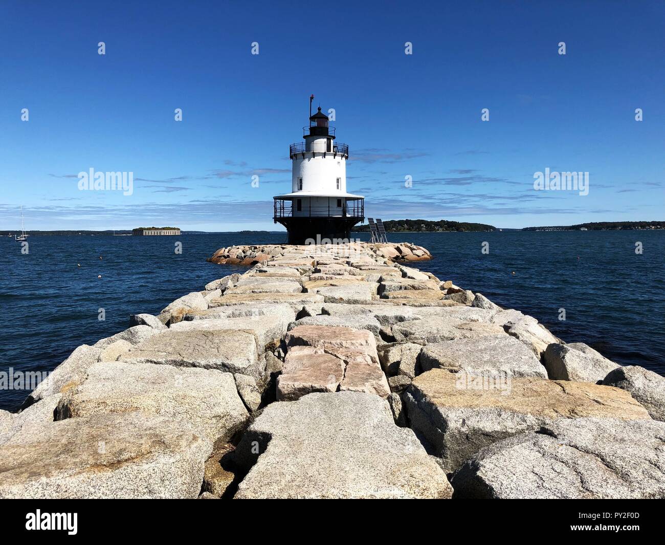 Portland breakwater lighthouse hi-res stock photography and images - Alamy