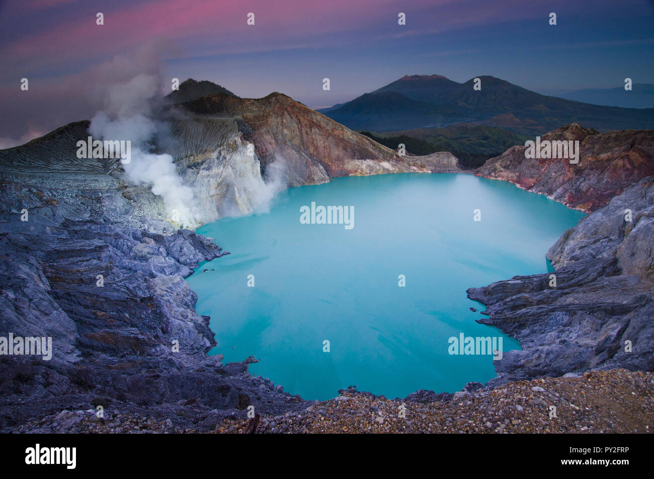 Lake inside the Ijen Crater (Kawah Ijen), East Java, Indonesia Stock ...