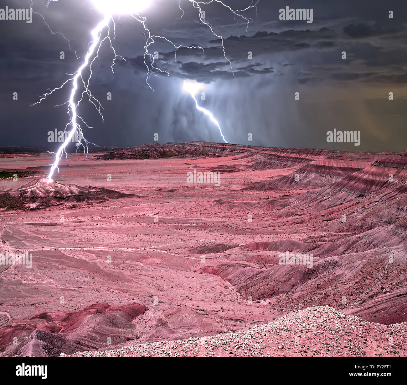 Lightning over Painted Desert near Tuba City, Arizona, United States ...