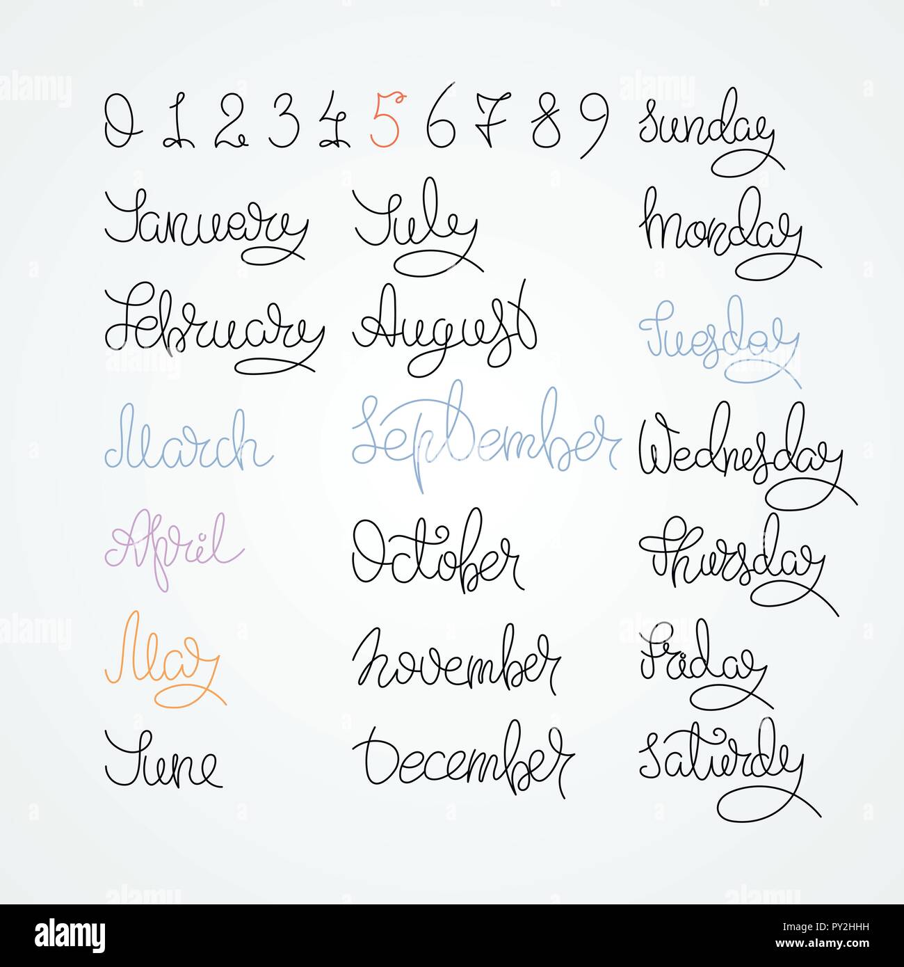 Calendar collection of months and numbers for all year, week, seasons ...