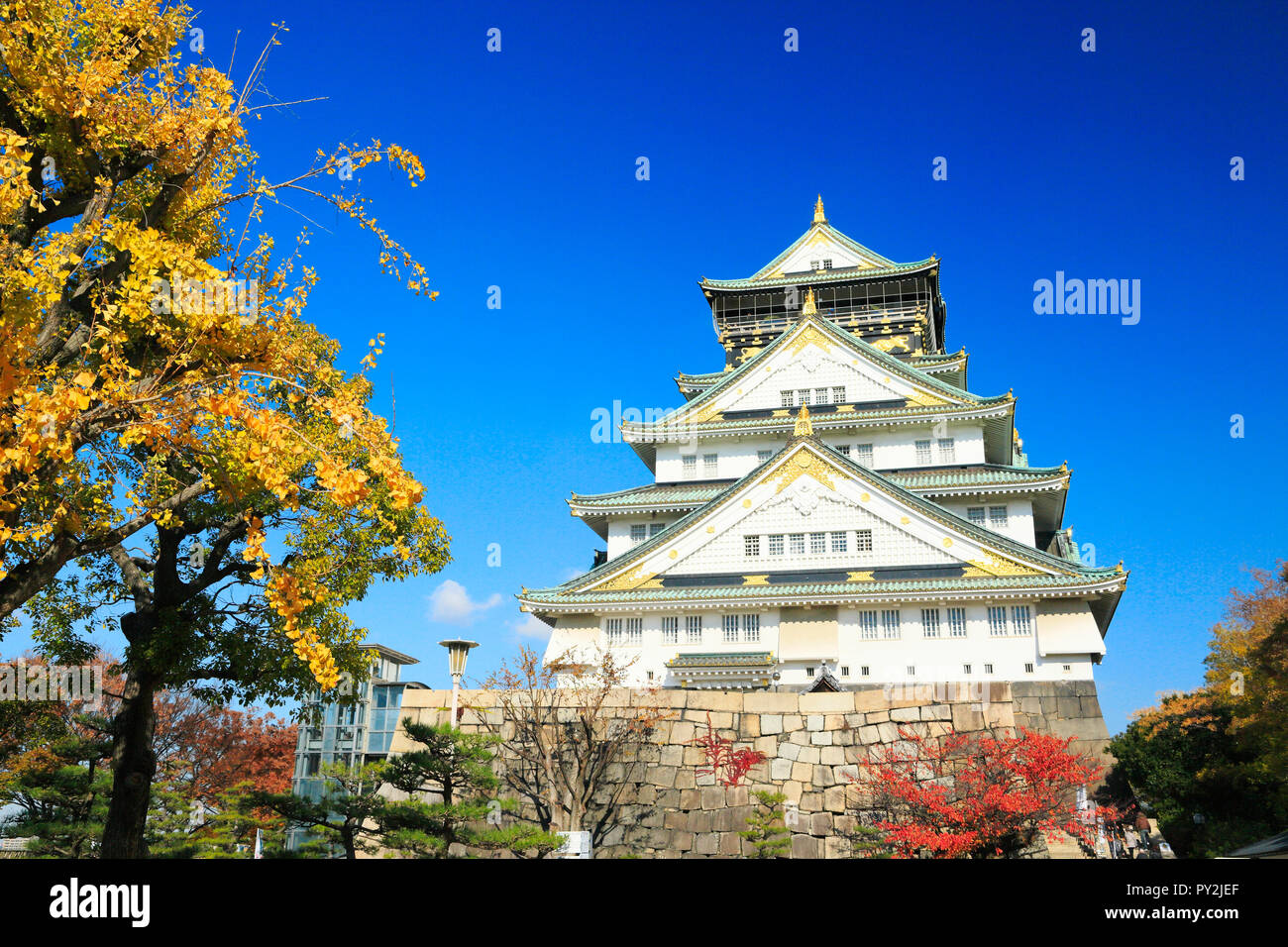 Autumn leaves Osaka Castle Stock Photo - Alamy