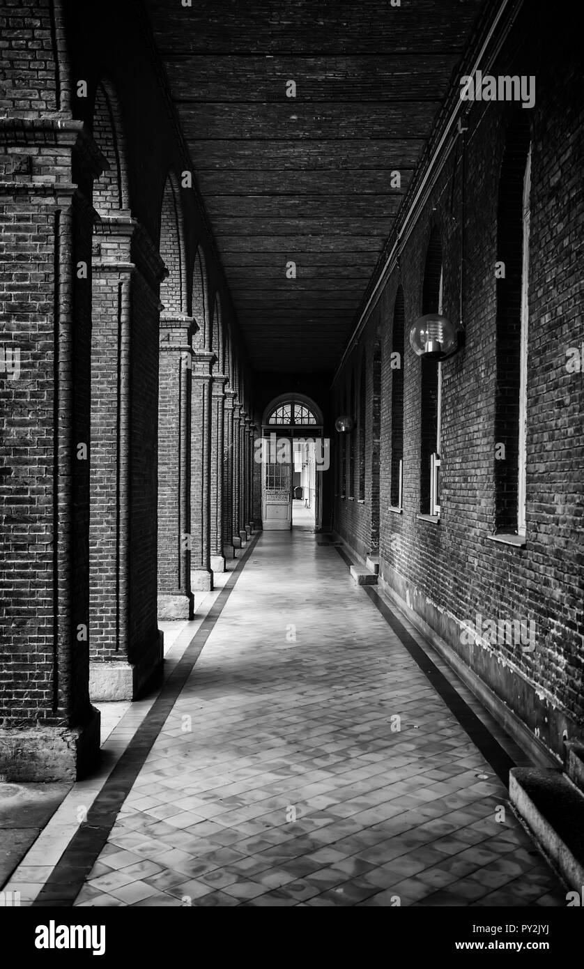 Old corridor with arches, detail of ancient architecture Stock Photo ...