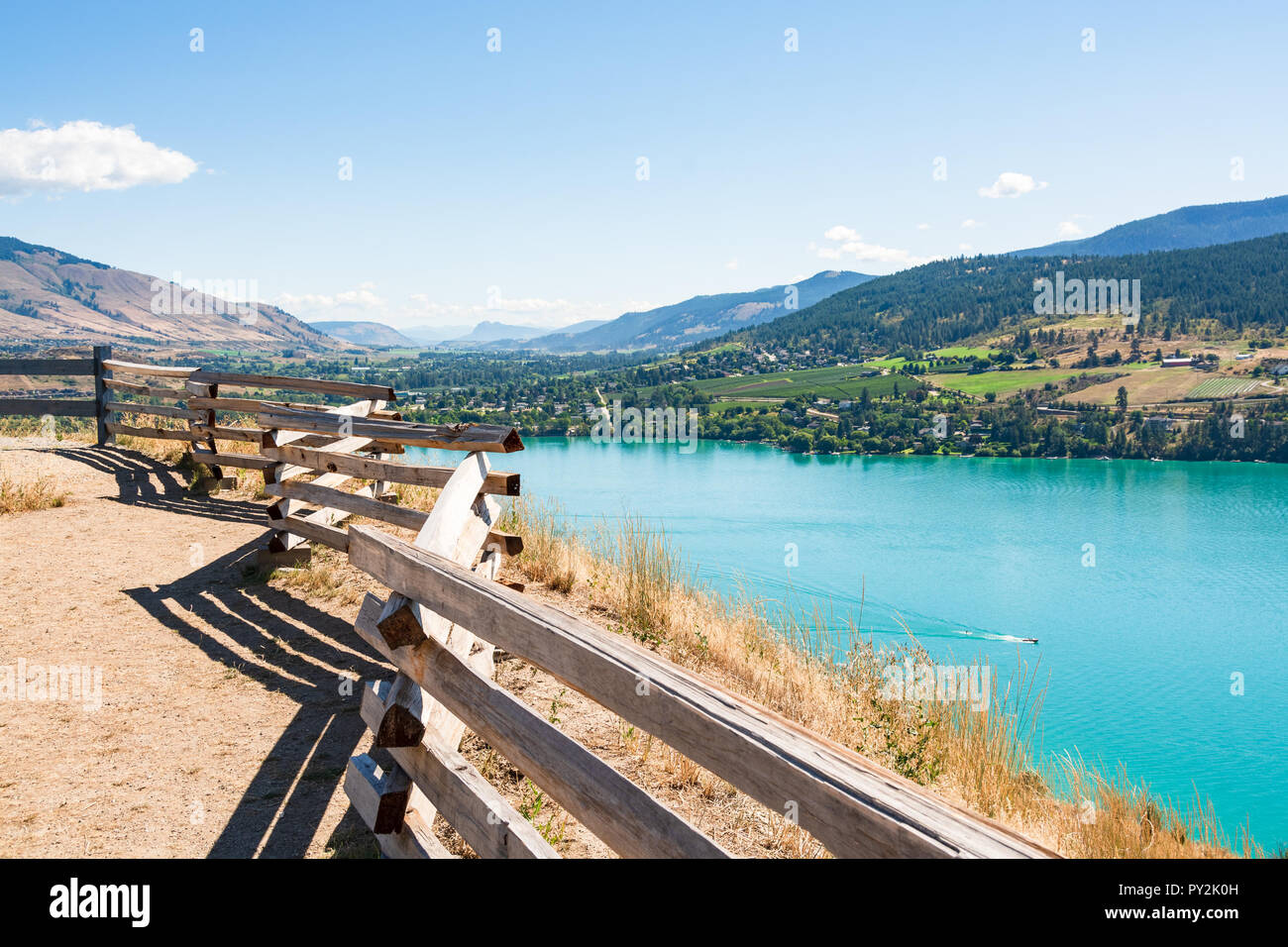 Great scenery with view on Kalamalka lake and Rocky mountain in British ...