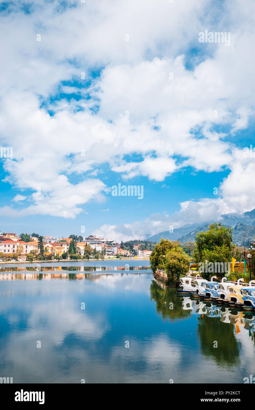 Sapa lake and town in Sapa, Vietnam Stock Photo - Alamy