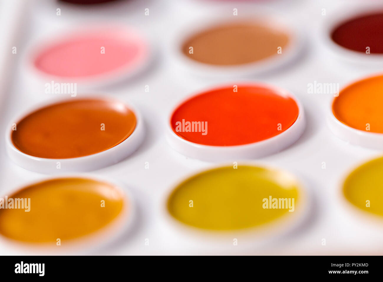 Variety of colors in a new watercolor paint set Stock Photo - Alamy