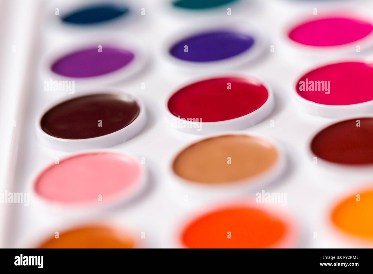 Variety of colors in a new watercolor paint set Stock Photo - Alamy