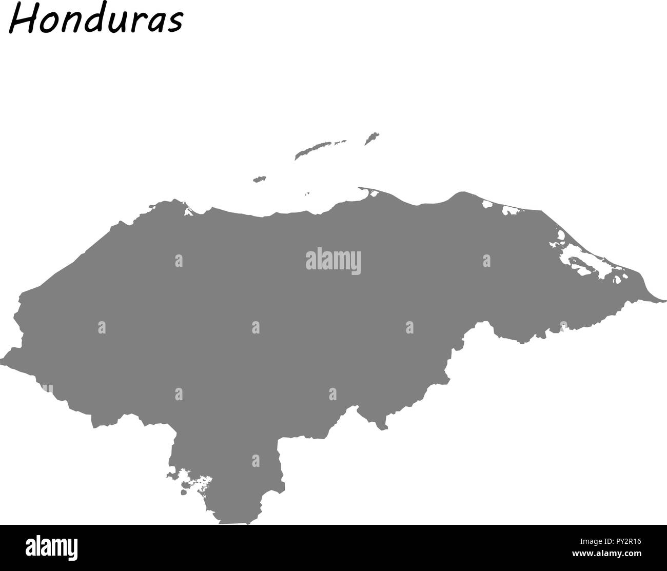 Vector map of honduras Black and White Stock Photos & Images - Alamy
