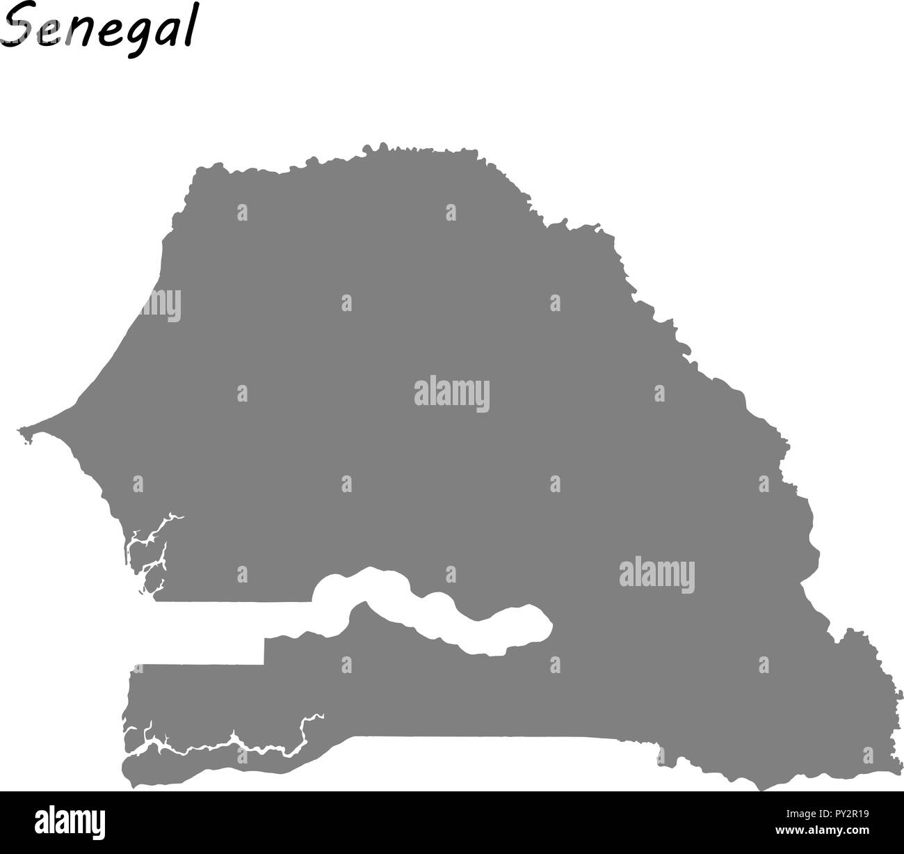 High quality map of Senegal . Vector illustration Stock Vector Image ...