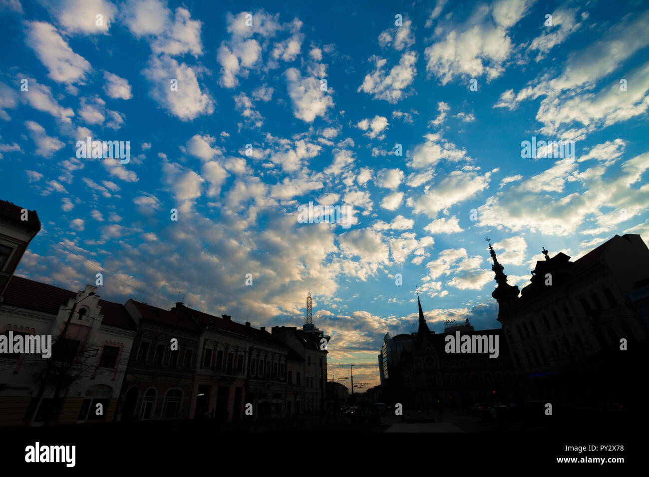 City skyline buildings silhouettes, Cluj-Napoca Stock Photo - Alamy