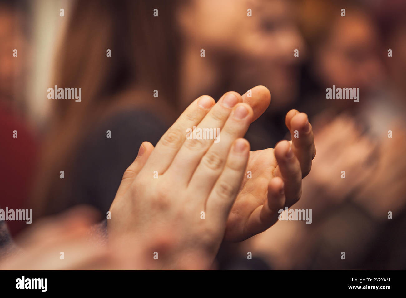 Hands clapping, applause Stock Photo - Alamy