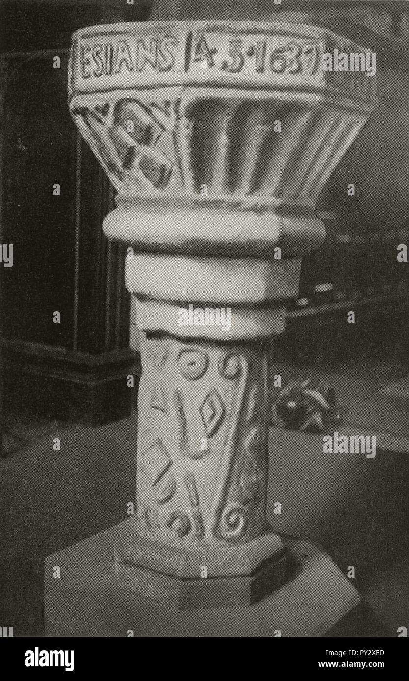 C17 font in former St Matthews Chapel Allerton before 1900 (7 Stock ...