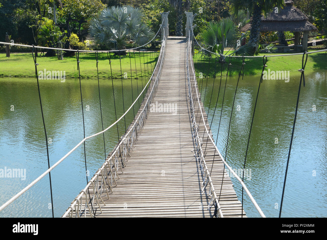 Iron rope way bridge hi-res stock photography and images - Alamy