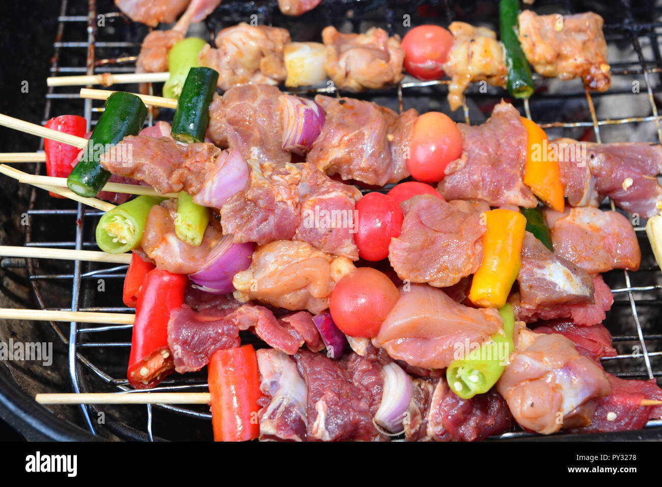 Barbecue on hot charcoal Stock Photo - Alamy