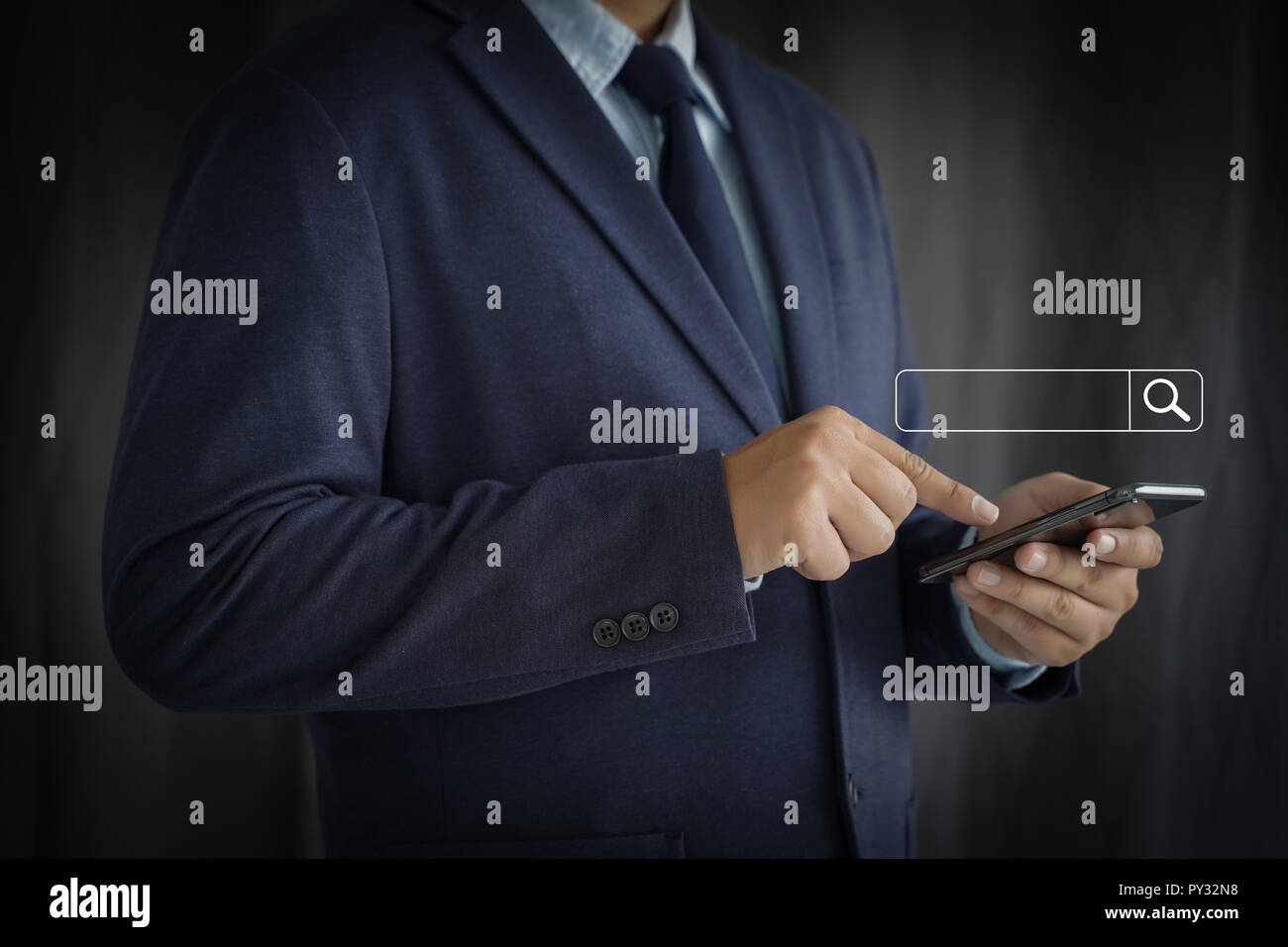 Businessman using Searching Browsing Internet internet of things (IoT ...