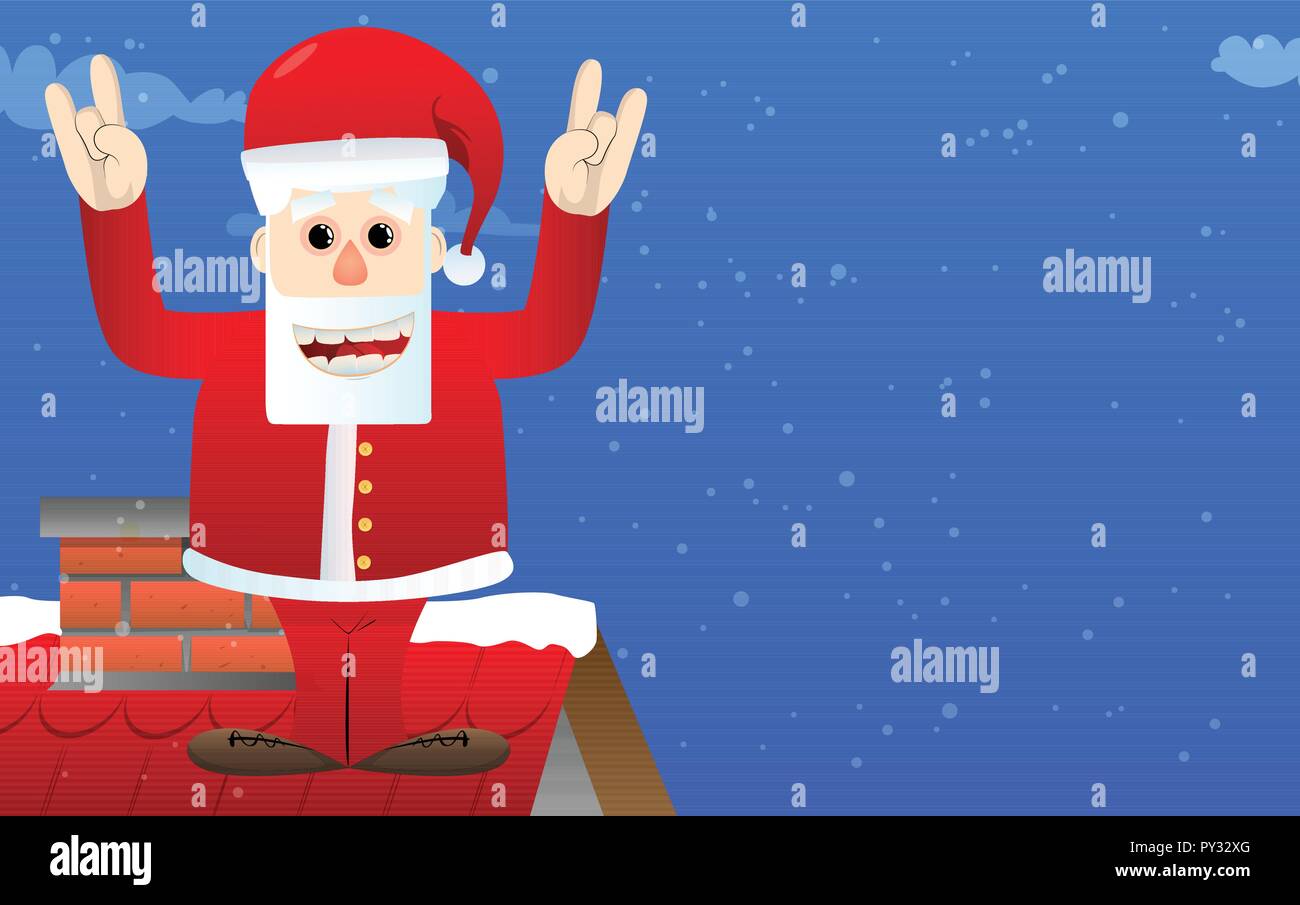 Santa Claus in his red clothes with white beard with hands in rocker ...