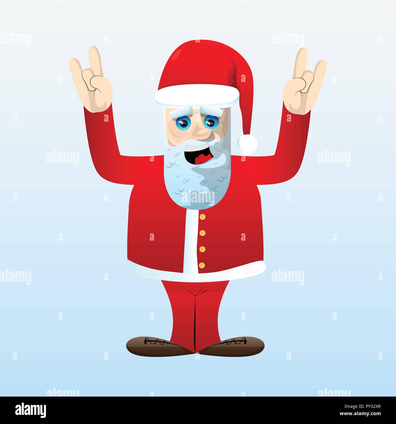 Santa Claus in his red clothes with white beard with hands in rocker ...