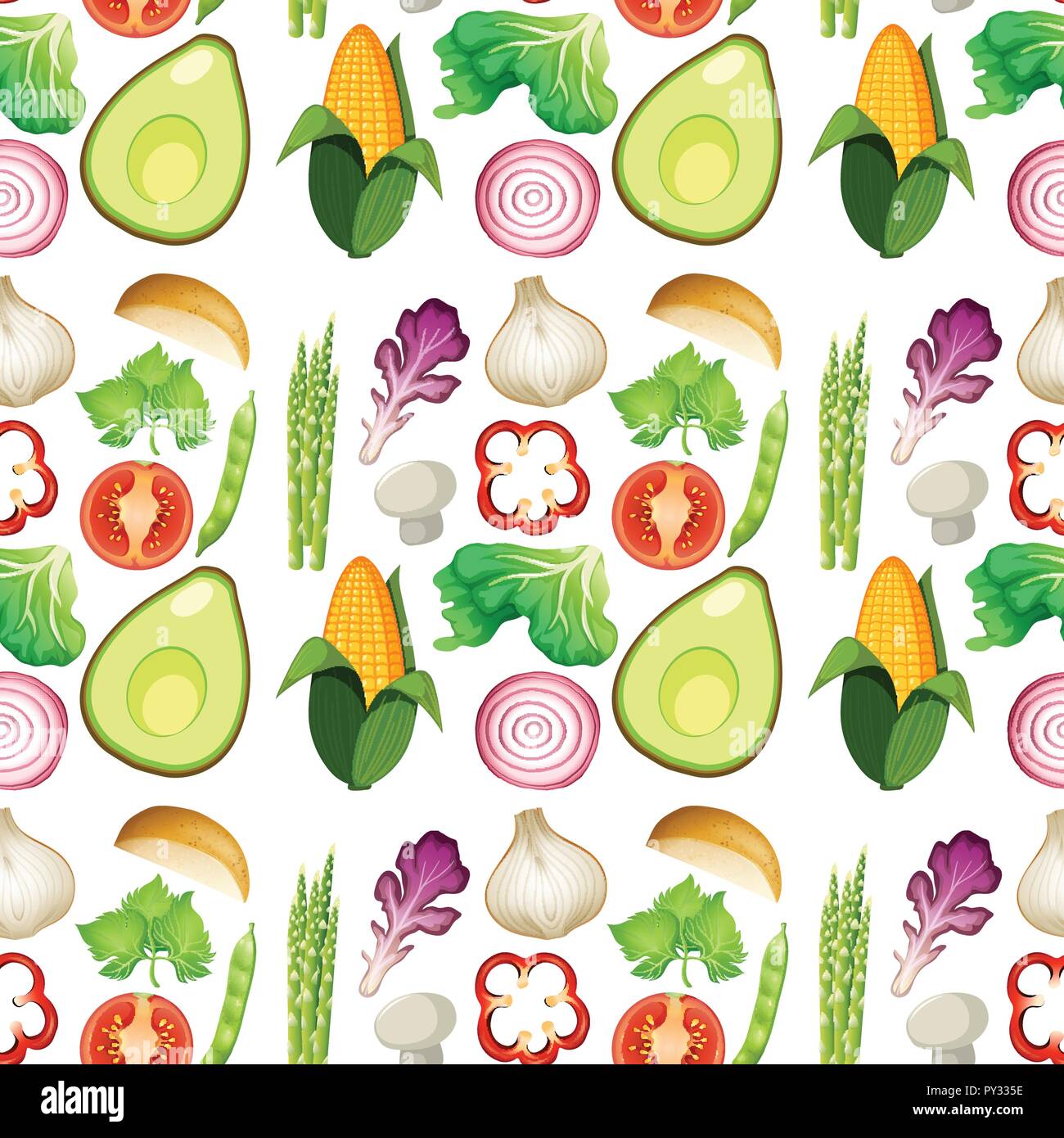 Seamless Fresh Vegetable Background illustration Stock Vector Image ...