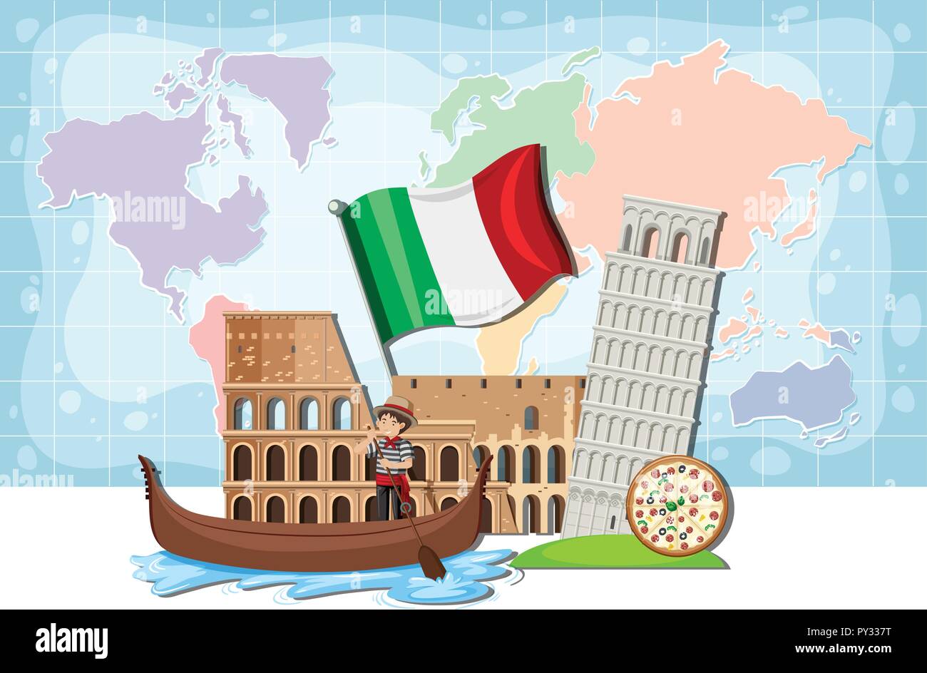 An Italy Landmark and Map illustration Stock Vector Image & Art - Alamy