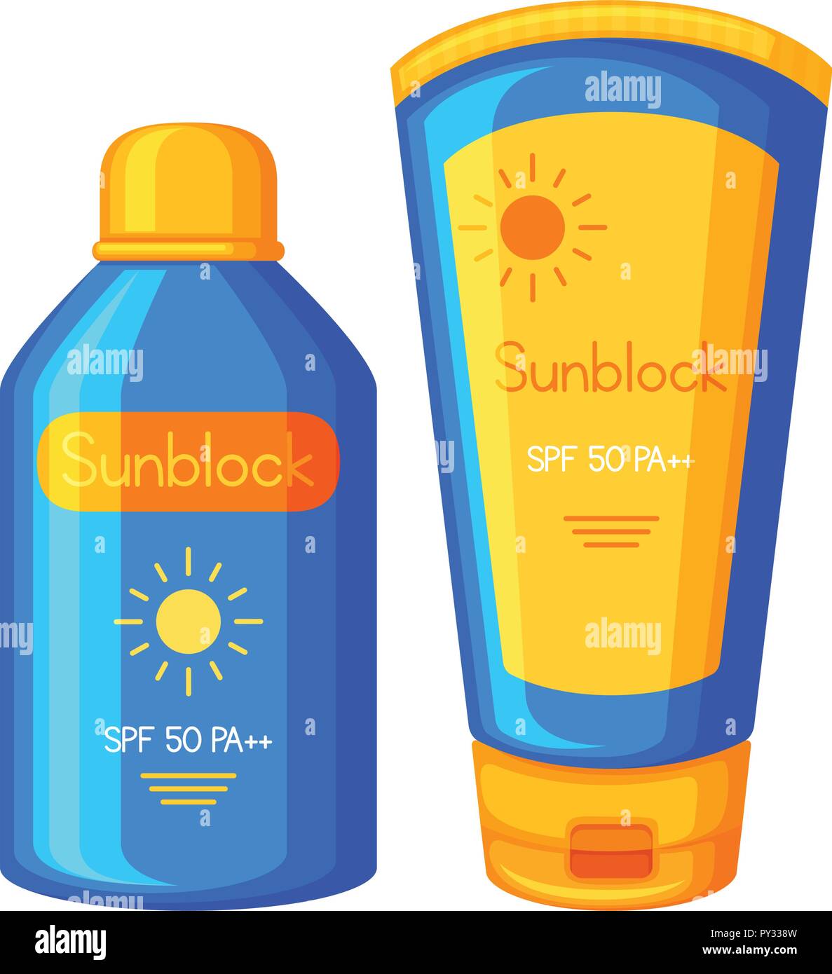 Bottle of Sunblock on White Background illustration Stock Vector Image ...
