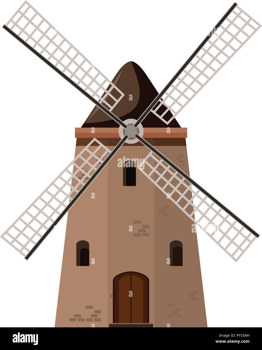 Old brown brick windmill illustration Stock Vector Image & Art - Alamy