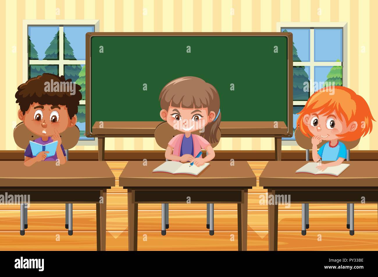 Students In Classroom Animated