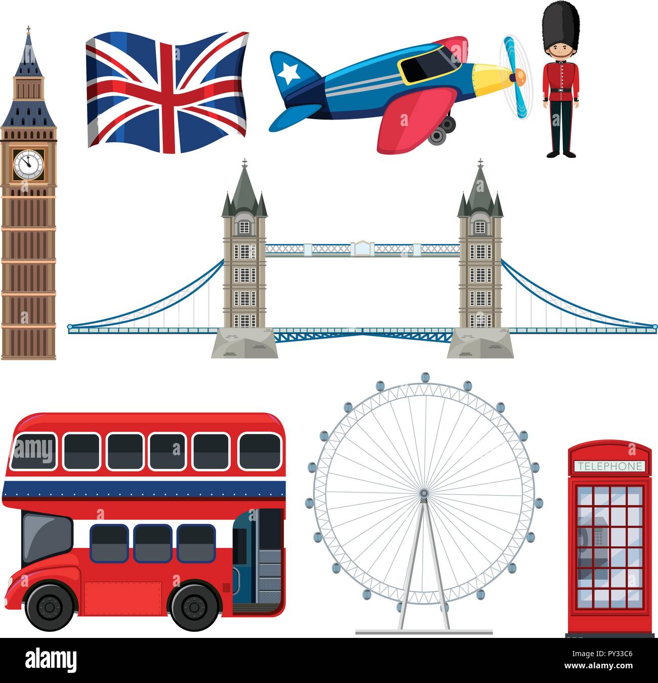 A Set of England Tourist Element illustration Stock Vector Image & Art ...