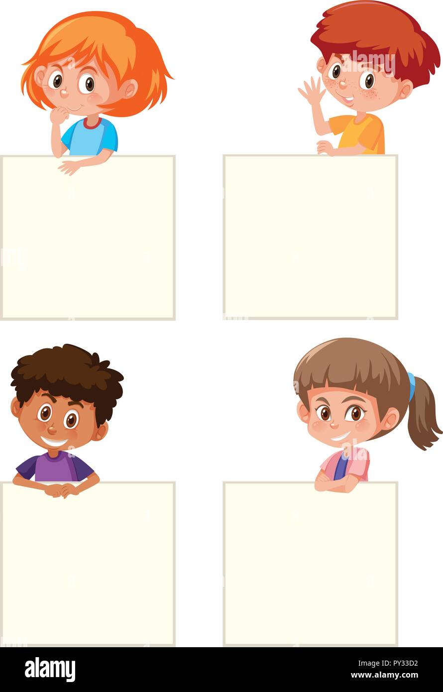 Children holding blank papers illustration Stock Vector Image & Art - Alamy