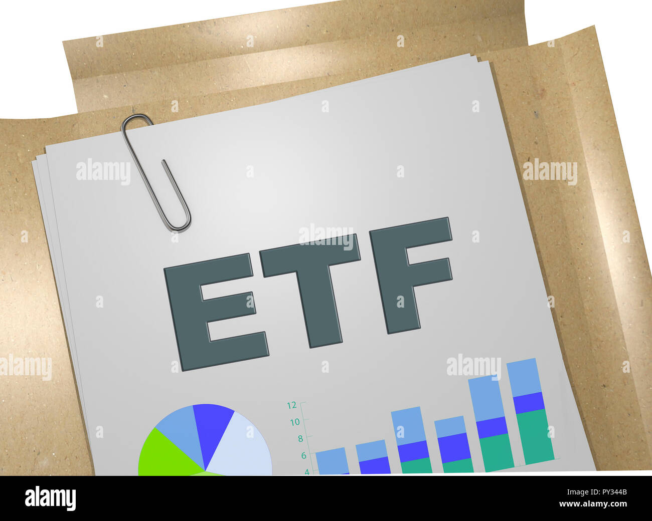3D illustration of ETF title on business document Stock Photo - Alamy