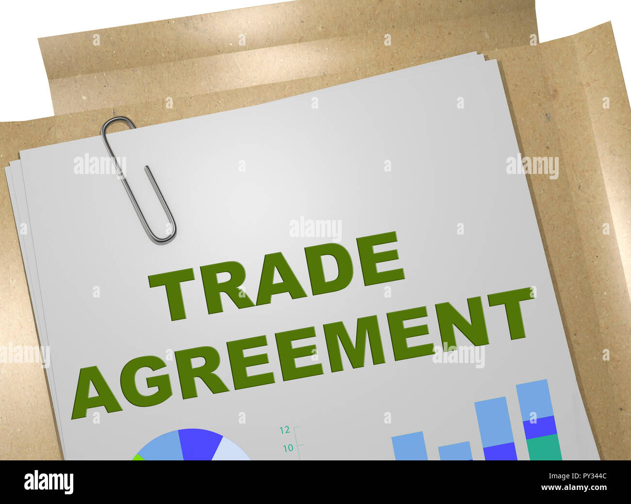 3D illustration of TRADE AGREEMENT title on business document Stock ...