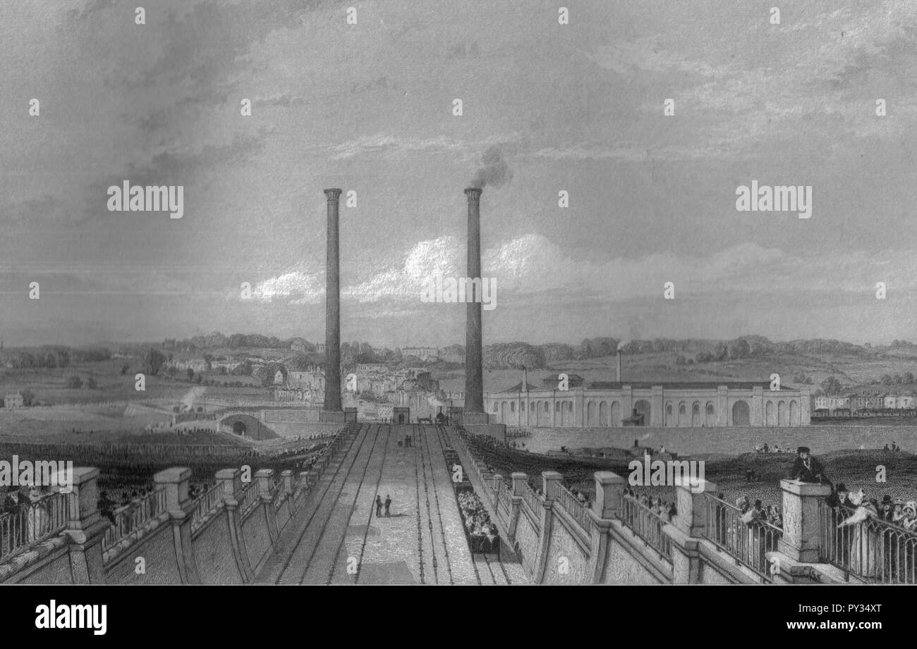 Camden town engine works and stationary steam engine chimneys Stock ...