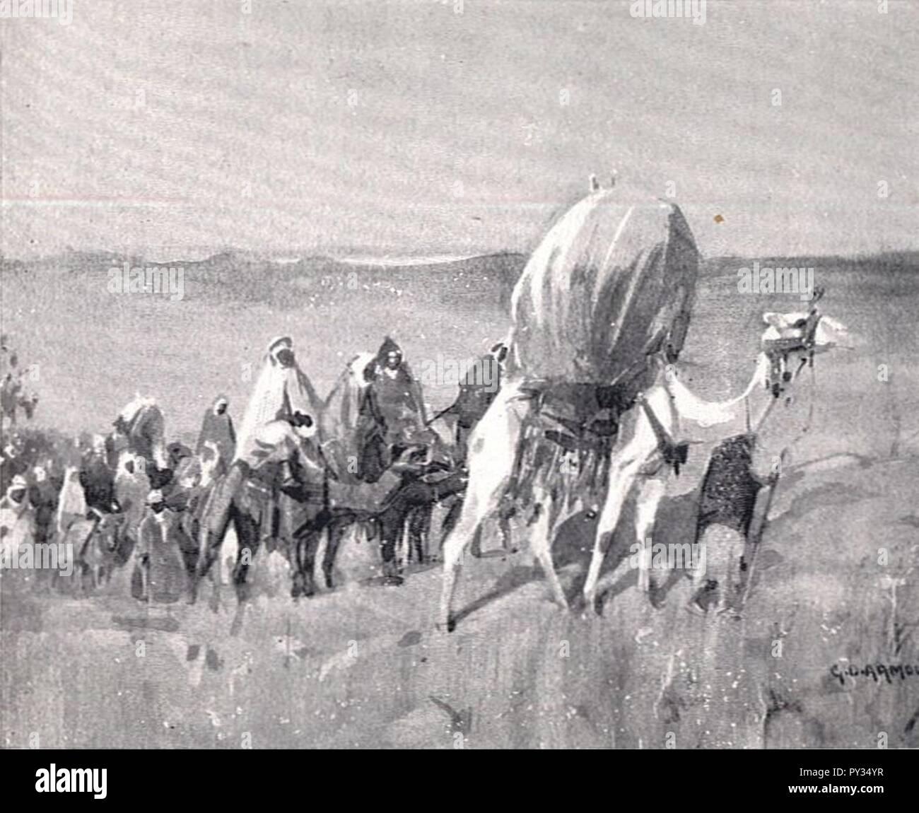 Camel train in the desert (Howden, Boys' Book of Locomotives, 1907 ...