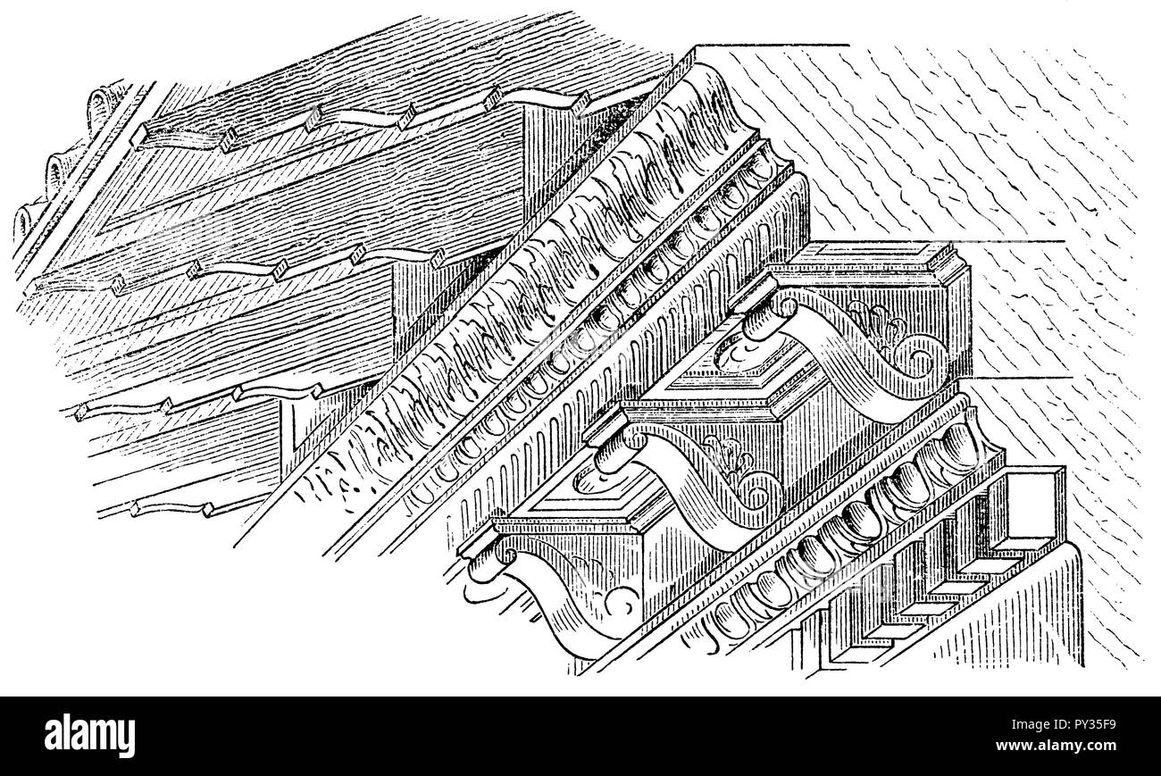 Cornice of a palace in Siena (after J. Stadler), 1870 Stock Photo - Alamy
