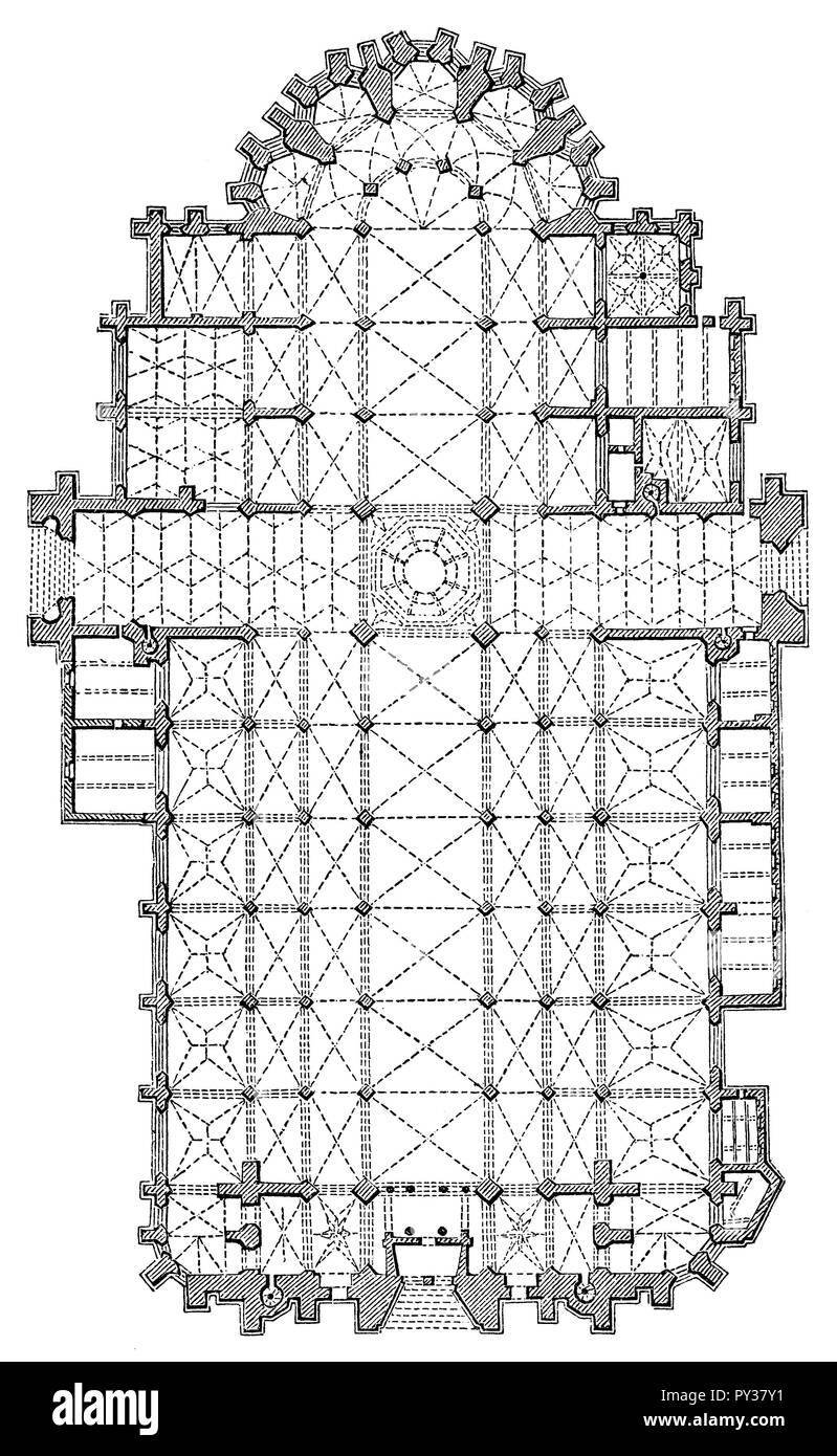 Antwerp Cathedral: floor plan, 1870 Stock Photo - Alamy