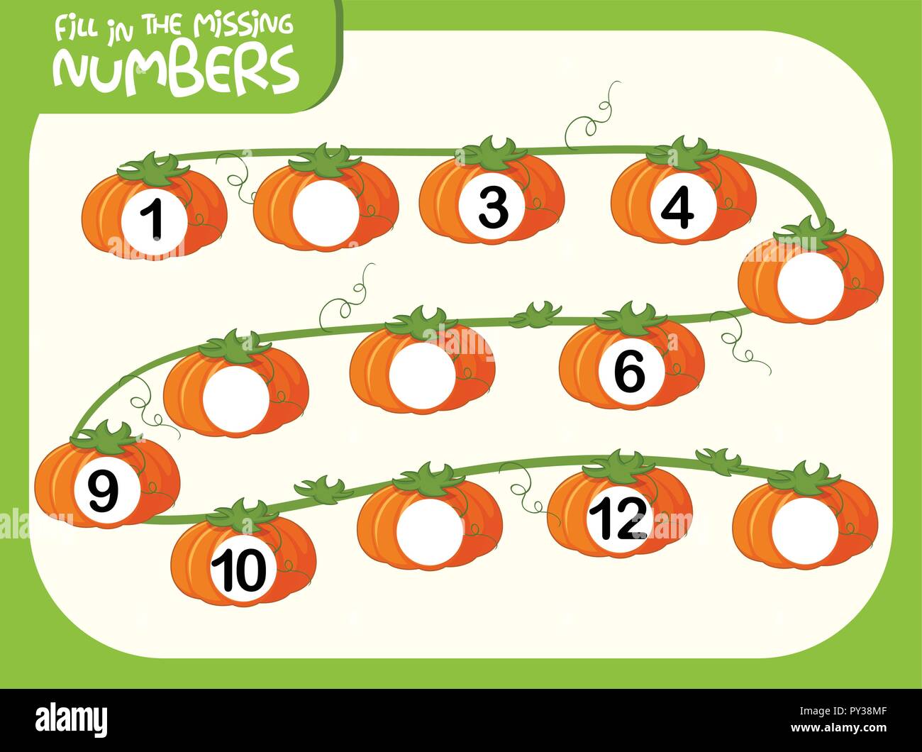 Fill in the missing numbers pumpking concept illustration Stock Vector ...