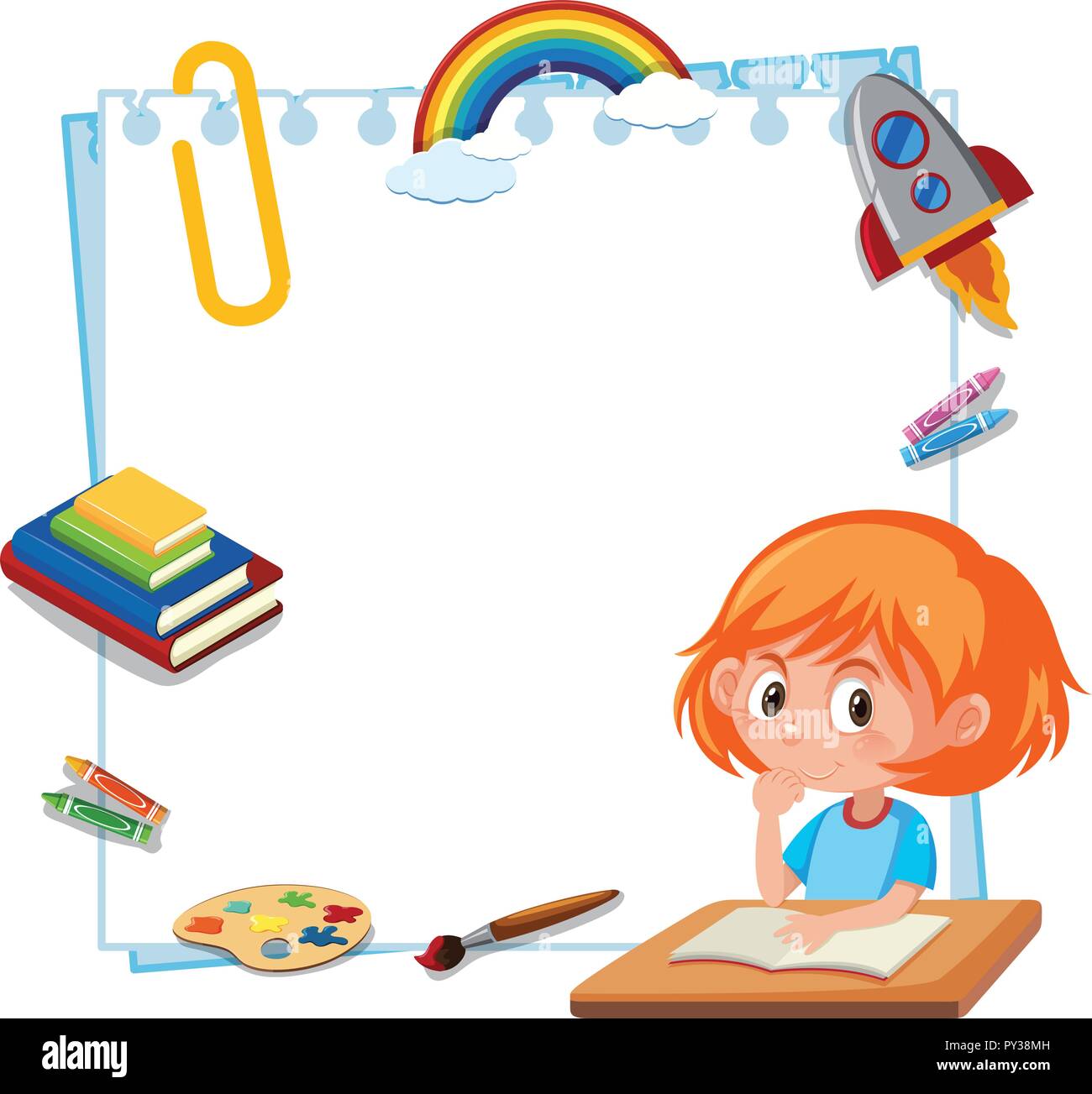 A student school tools frame illustration Stock Vector Image & Art - Alamy