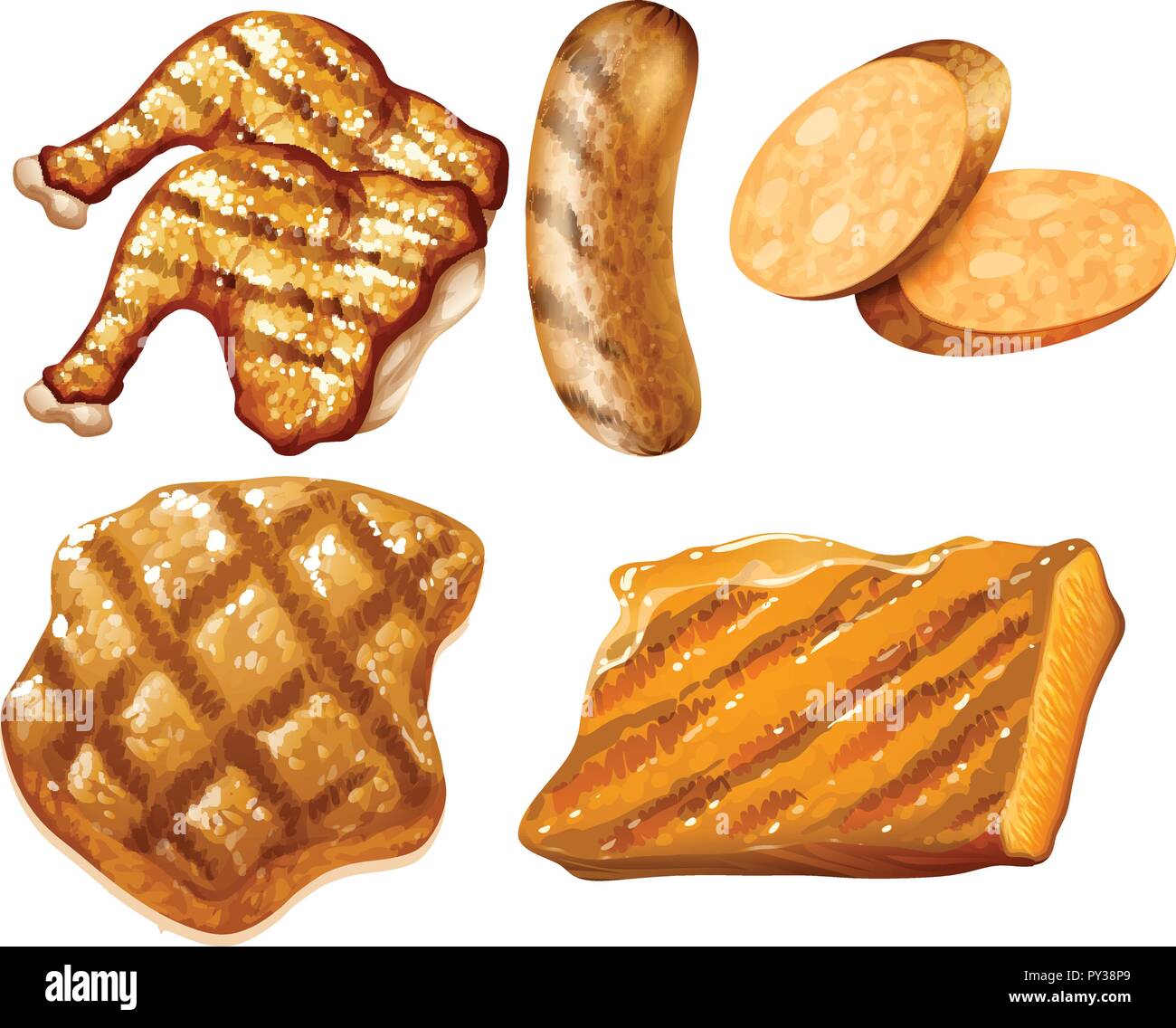 A Set of Meat on White Background illustration Stock Vector Image & Art ...