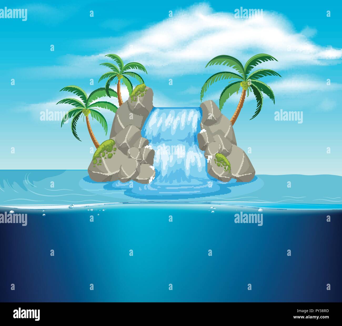 Tree on rock island Stock Vector Images - Alamy