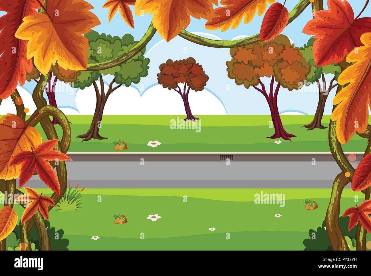 A beautiful nature road illustration Stock Vector Image & Art - Alamy
