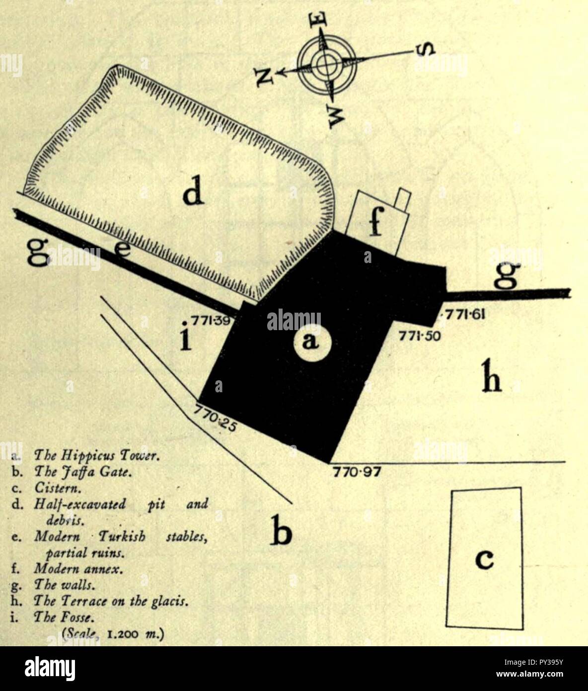 C.R. Ashbee, Jerusalem 1920-1922. The Hippicus Tower. Block Plan Stock ...