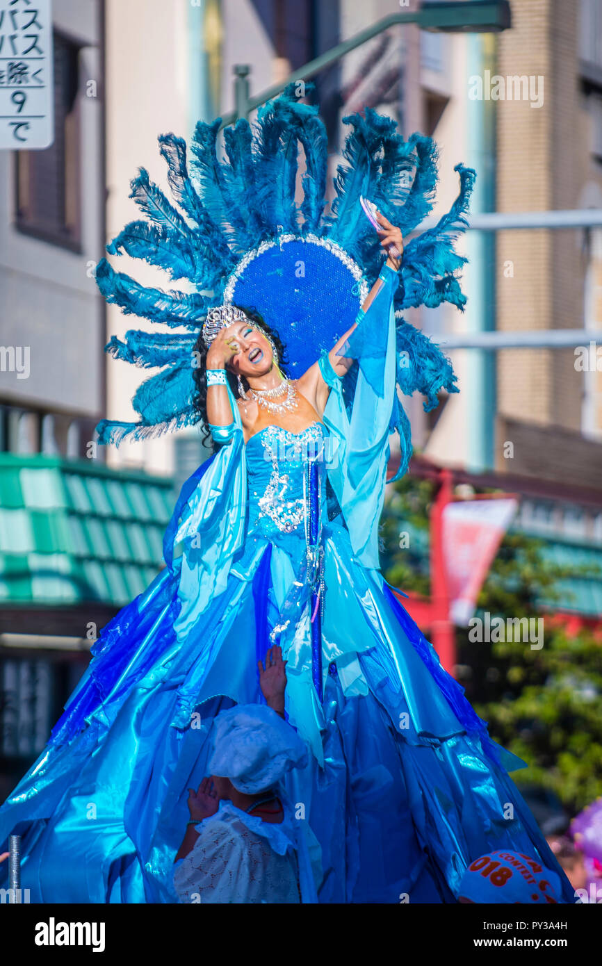 Participant in the Asakusa samba carnival in Tokyo Japan Stock Photo ...