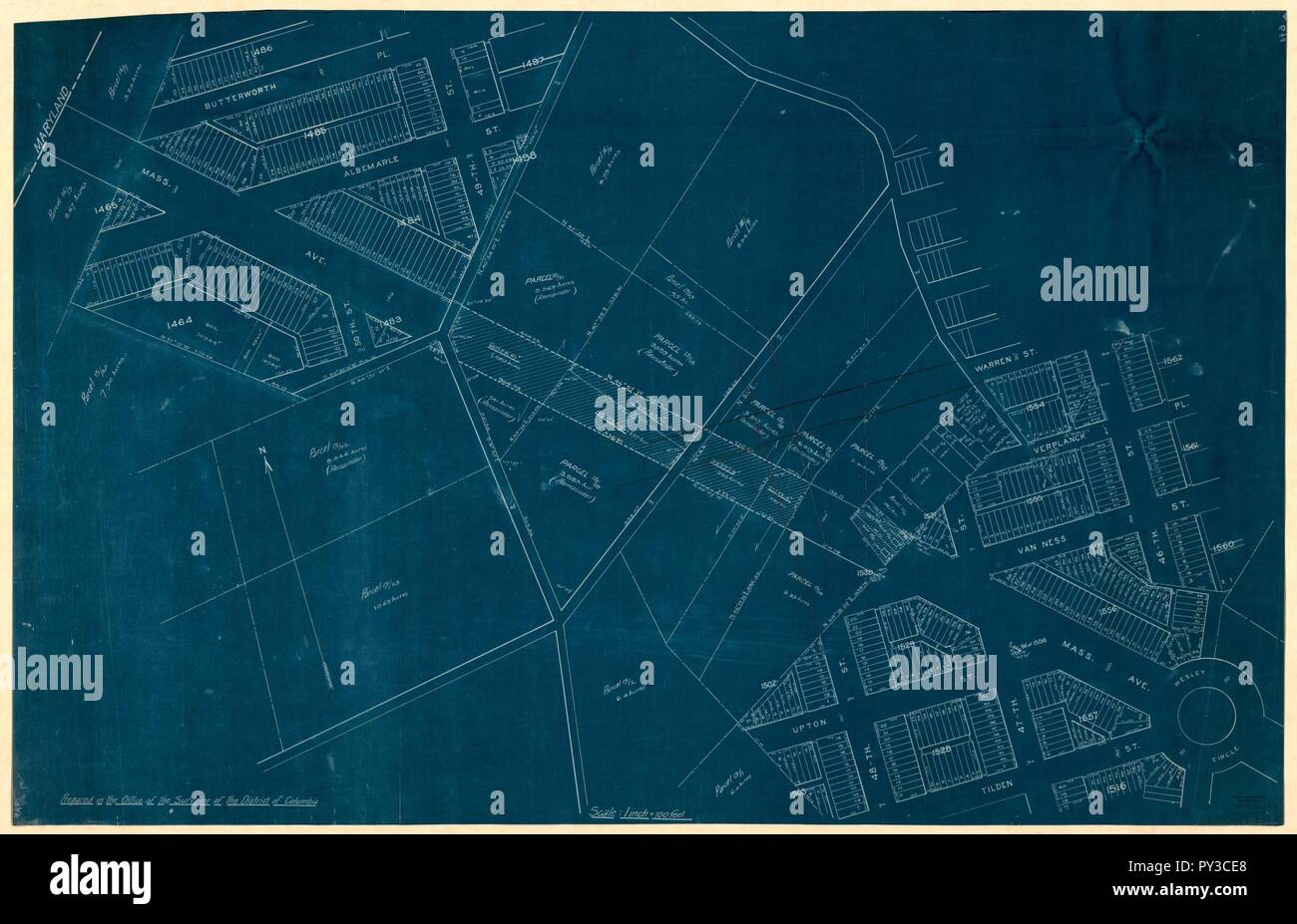 Cadastral map of Massachusetts Avenue N.W. and adjacent parts of ...