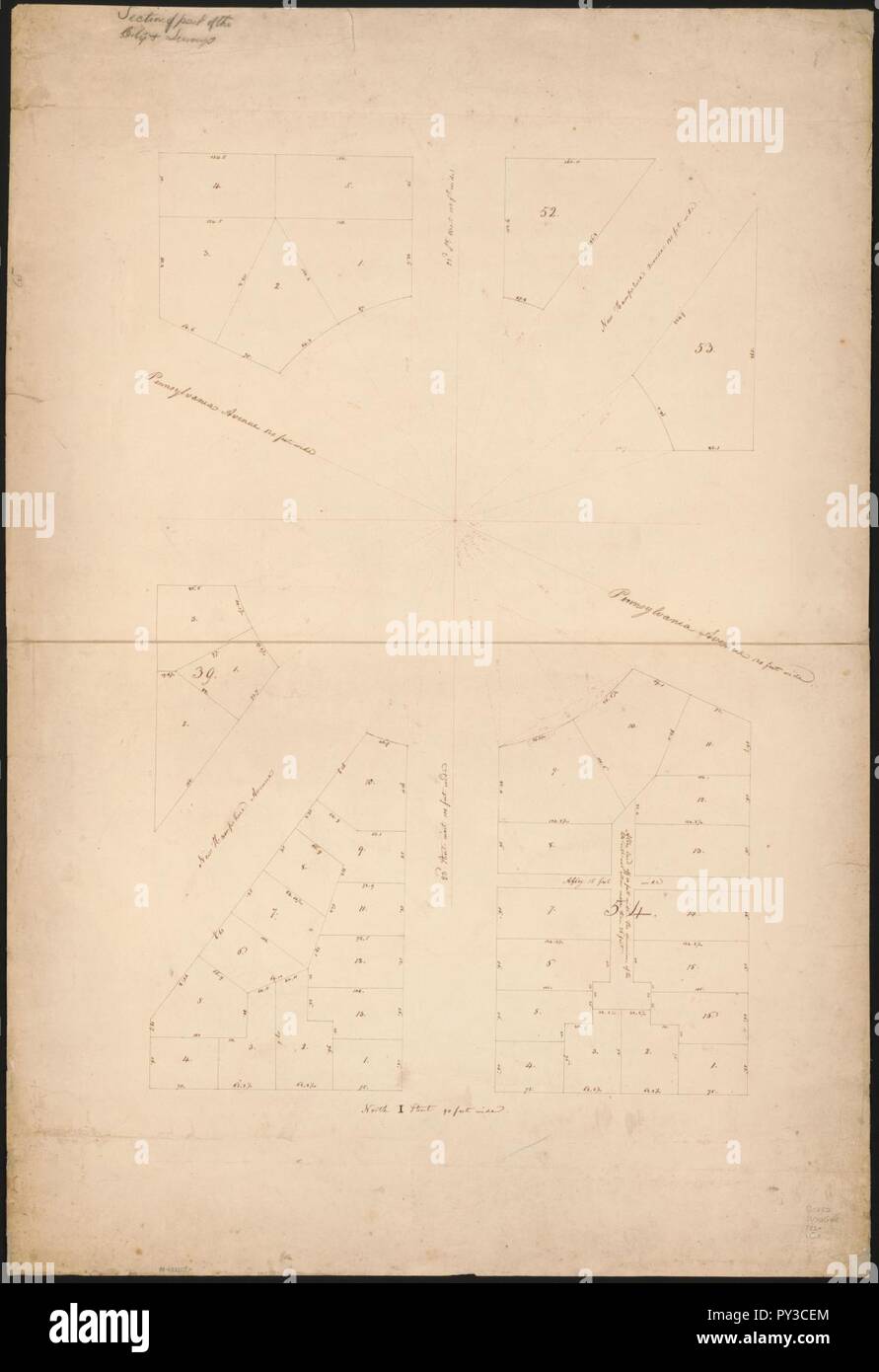 Cadastral map of the blocks surrounding Washington Circle, Washington D ...