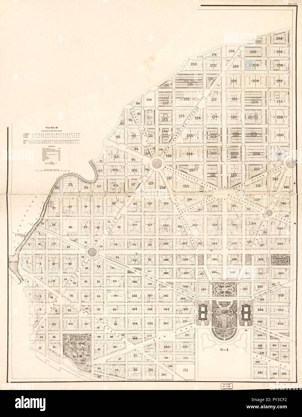Cadastral topographical map of part of N.W. Washington D.C Stock Photo ...