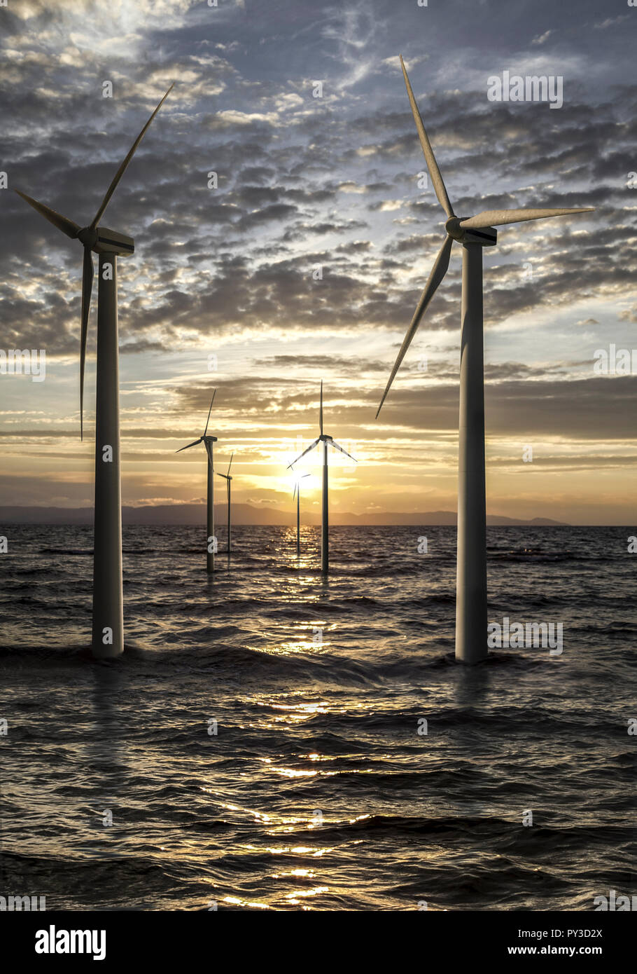 Windkraftanlage im Meer Stock Photo - Alamy