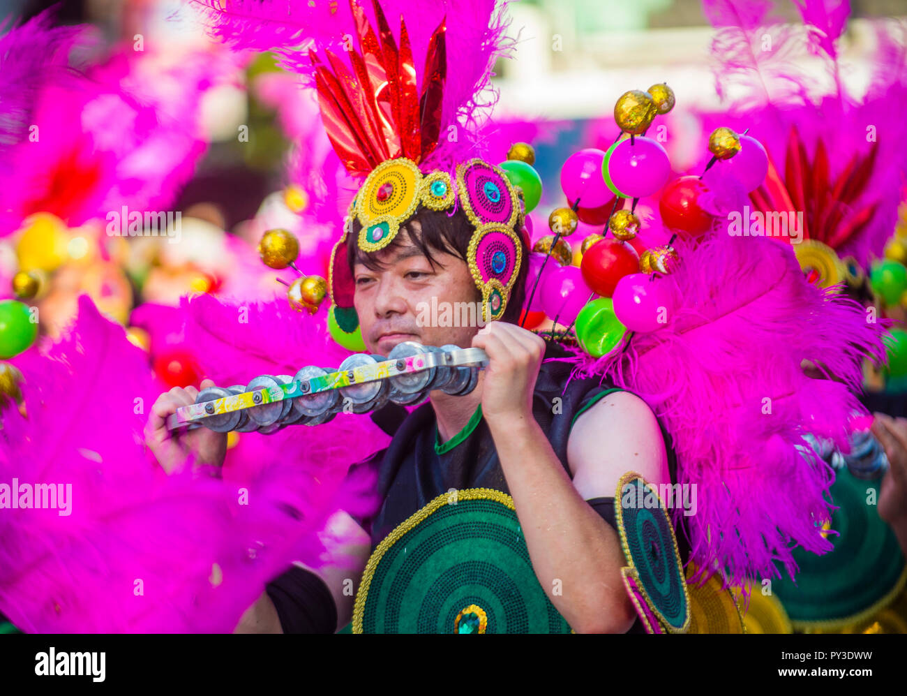 Participant in the Asakusa samba carnival in Tokyo Japan Stock Photo ...