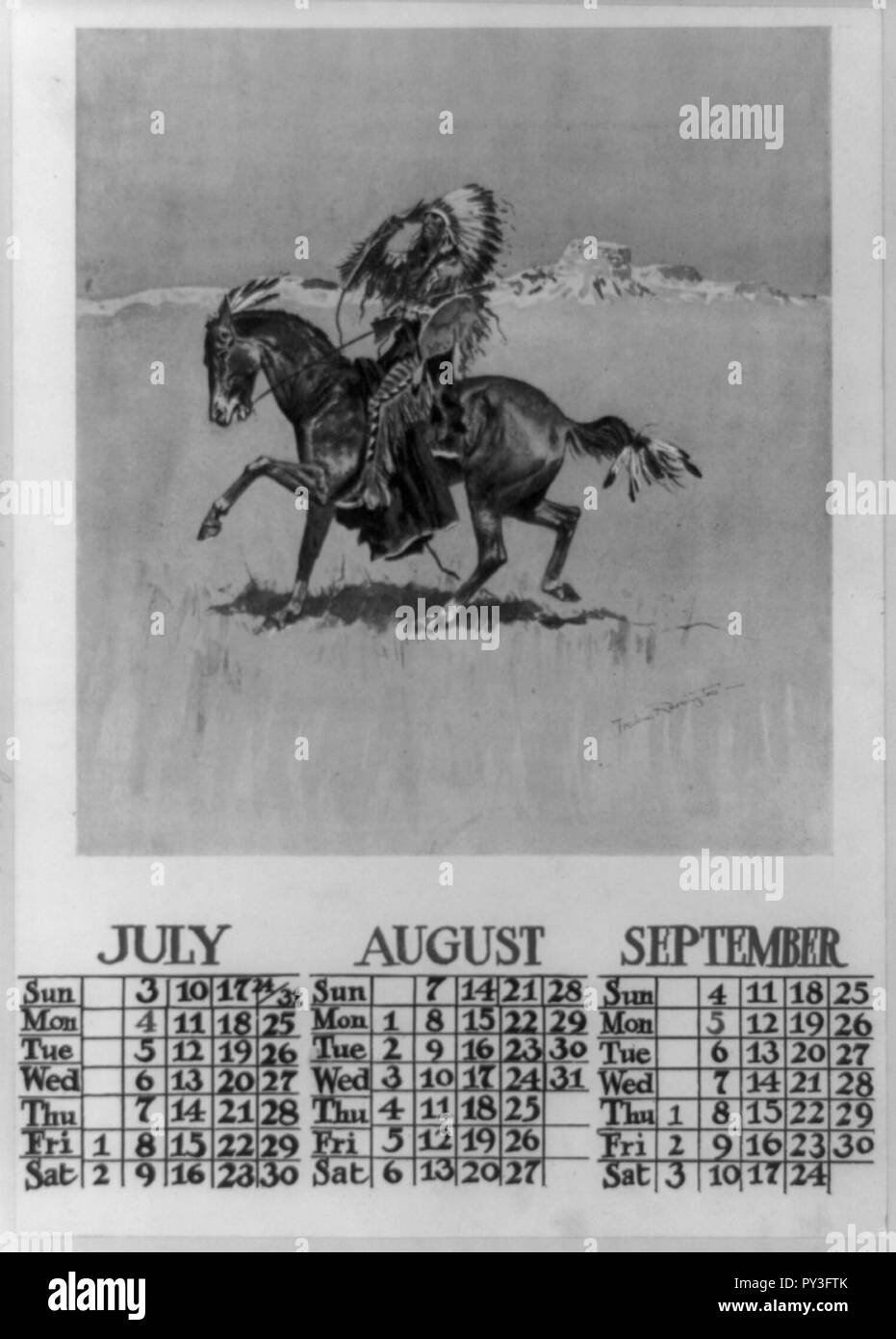 Calendar for July, August, and September 1898, showing Cheyenne war ...
